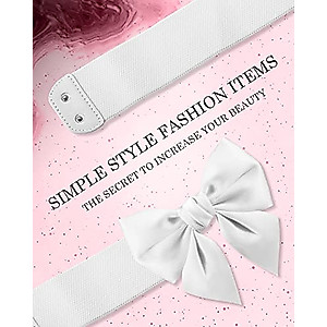 Brighoo 2 Pieces Wide Elastic Belt Women's Bowknot Belt Ladies Stretchy Bow Belt for Valentine's Day Women Dresses (Black, White)