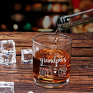Grandpa's Sippy Cup Whiskey Glass 10Oz, Whiskey Rocks Glass for Grandfather, New Grandpa - Funny Old Fashioned Whiskey Glass for Christmas, Birthday, Father’s Day, Scotch Glass Gift for Rum Bourbon