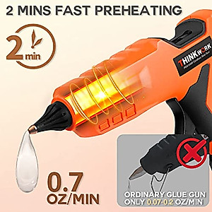 THINKWORK Hot Glue Gun, 20V Cordless Glue Gun with 30 PCS Full Size Sticks, Drip-Free Fast Heating Glue Gun Kit for DIY&Crafts, Repair and Construction, Rechargeable Battery and Charger Included