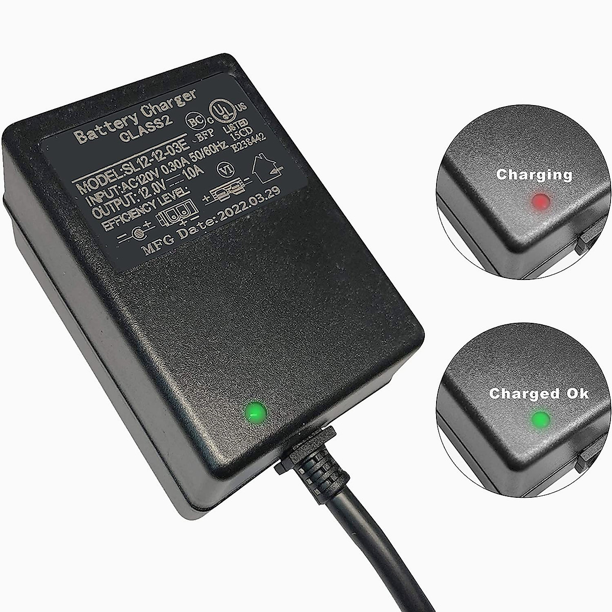 FLHFULIHUA12 Volt Charger for Kids Ride On Car Toys12v Battery Charger for Yamaha Raptor 700R Toyota FJ Cruiser Dumar MegaTredz Motion Trendz Power Supply Adapter for Children Electric Wheels Cars