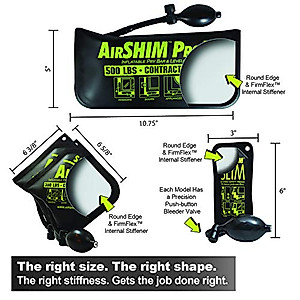 Calculated Industries 1132 AirShim Inflatable Pry Bars and Leveling Tools 4-pc Value Pack – 2 Original AirShims, 1 AirShim Pro XL, and 1 AirShim Slim | Contractor-Grade Pump Wedges | Set of 4