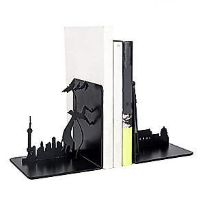 KIZQYN Bookends for Shelves Black Metal Bookends L-Shaped Simple Office Book Clip Bookshelf Desktop Heavy Duty Book Ends Stoppers Book Ends