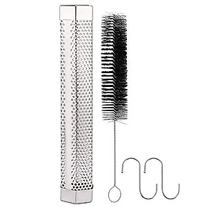 BORDSTRACT Premium Pellet Smoker Tube, Stainless Steel Smoke Generator with Hook and Brush, Outdoor Barbecue Smoking Accessories for Any Grill or Smoker