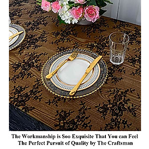 Lace Tablecloth Rectangle 60x120 Black Lace Tablecloth Lace Table Clothes Eyelash Vintage Reusable Table Cloths Lace Tablecloth Floral Embroidered Tablecloth Linen Flower Tablecloth (1, Black)