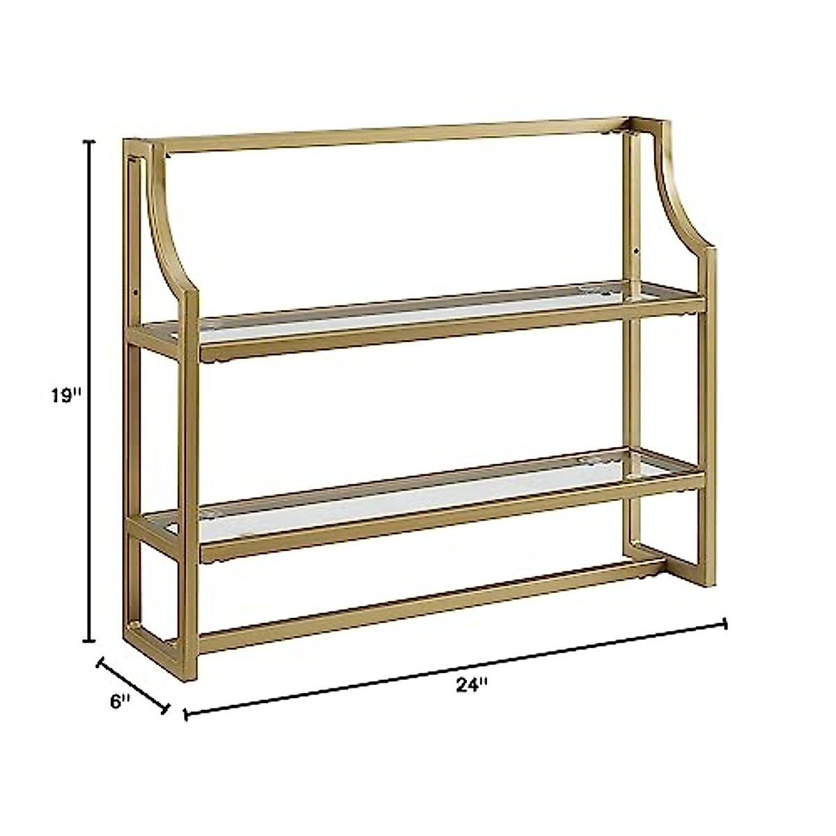 Crosley Furniture Aimee Wall Mounted Bathroom Storage Shelf with Towel Rack and Shelves, Gold
