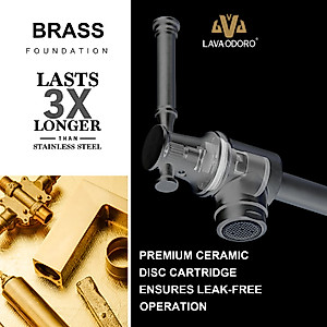 Lava Odoro Brushed Gold Pot Filler Faucet, Modern Brass Pot Filler Two-Attachment Wall Mount Folding Kitchen Pot Filler Swing Arm, PF312-SG