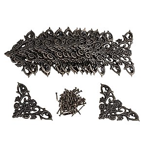 BQLZR Furniture Decorative Cover Vintage Decor Box Corner Decorative Metal Corners Appliques for Furniture Pack of 20