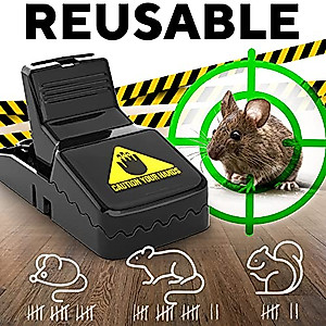 Instant Mouse Mice Traps Pack of 6 - for House, Indoor & Outdoor - Easy Setup & Reusable w/Powerful Spring - Quick & Effective Mousetrap Catcher, Best Traps to Remove Unwanted Rodents from Your Home