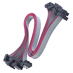 Antrader 6 Pieces 2.54 mm Pitch 10 Pin F/F IDC Flat Ribbon Cable Connector Dual Row Data Cable 30cm