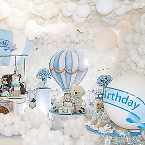 White Balloons 100 Pack 12 Inch White Latex Party Balloons with 2 Rolls of Ribbon Pastel White Helium Balloons for Wedding Birthday Party Baby Shower Engagement Anniversary Party Decorations