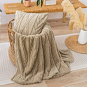 YUSOKI Sherpa Throw Blanket(Without Pillows)-3D Stylish Design Super Soft Fuzzy Cozy Warm Blanket Thick Plush Fluffy Furry Blankets for Teen Girls Women Couch Bed Sofa Chair Men Gift(Tan,50"x65")