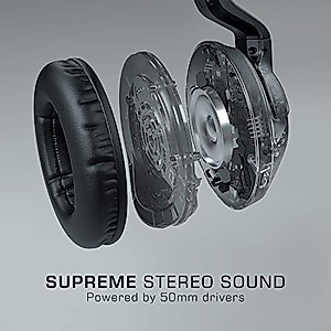 ROCCAT Elo X Stereo PC Gaming Headset, Wired Cross-Platform Headphones for Mac, Xbox Series X|S, Xbox One, PlayStation, and Mobile, Detachable Noise Cancelling Microphone, Lightweight, Black