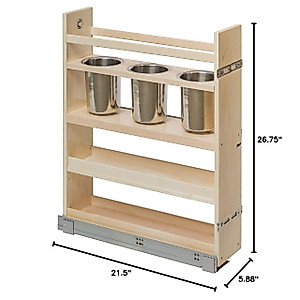 Century Components CASCAN55PF Kitchen Base Cabinet Pull-Out Canister Organizer - 5-7/8"W x 26-3/4"H x 21-1/2"D - Baltic Birch - Blum Soft Close Slides