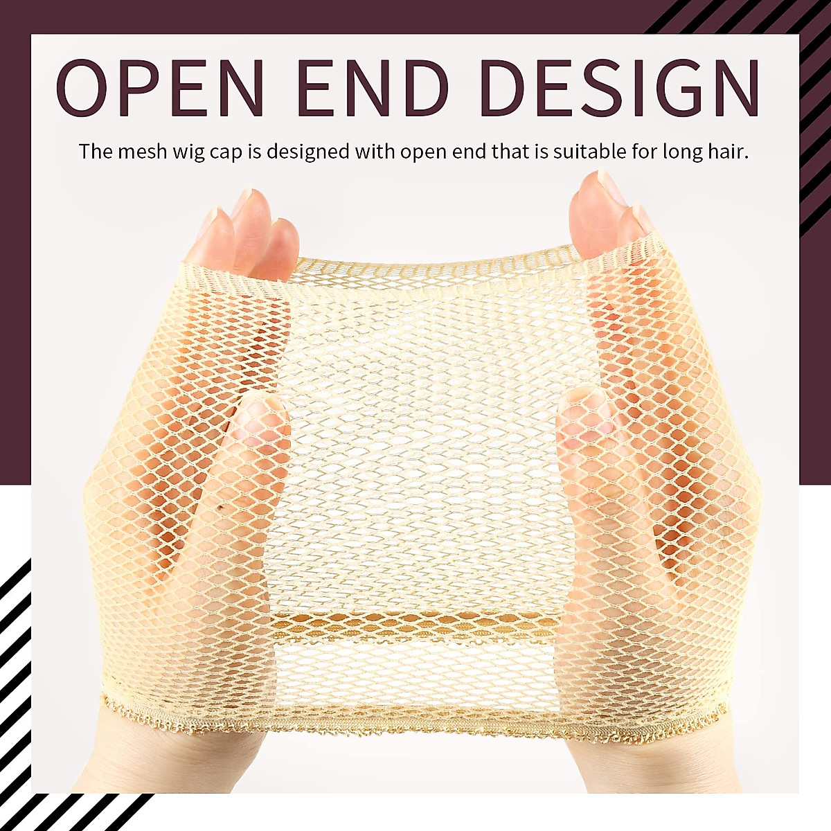 FANDAMEI Wig Caps Net, 4PCS Wig Caps Mesh Net Open End, Light Brown Wig Cap for women, Nylon Mesh Wig Caps Net, Strength Wig Cap Light Brown