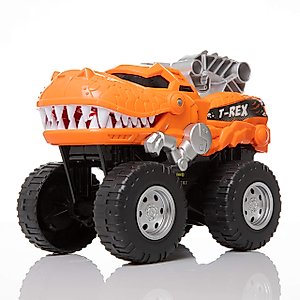 Rugged Racers Monster Trucks for Boys and Girls – Off Road Big Wheels Vehicle – Dinosaur – Battery Operated Mouth Opening Design – Revving Engine with Sounds and Lights