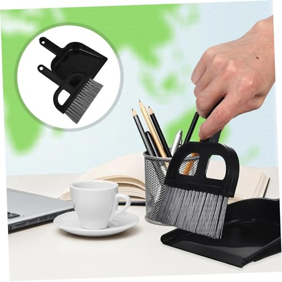 Luxshiny 1 Set Broom Dustpan Set Detailing Brush Cars Brooms Automotive Auto Car Desk Cleaner Brush Car Gaps Brush Cleaning Small Dustpan Multi-Function Whisk Broom Mini Broom Black Plastic
