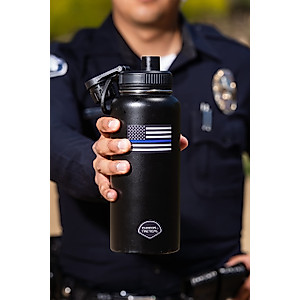 32 oz. Thin Blue Line Steel Sports Water Bottle-Double Wall Vacuum Insulated