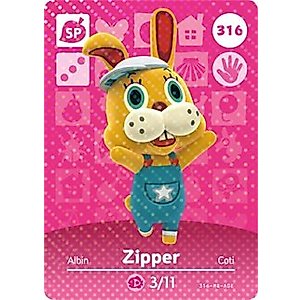 Zipper - Nintendo Animal Crossing Happy Home Designer Series 4 Amiibo Card - 316