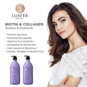 Biotin & Collagen Shampoo Conditioner Set,Thicking Shampoo for Hair Loss & Fast Hair Growth, Sulfate & Paraben Free, Keratin & Color Safe, 2x33.08oz
