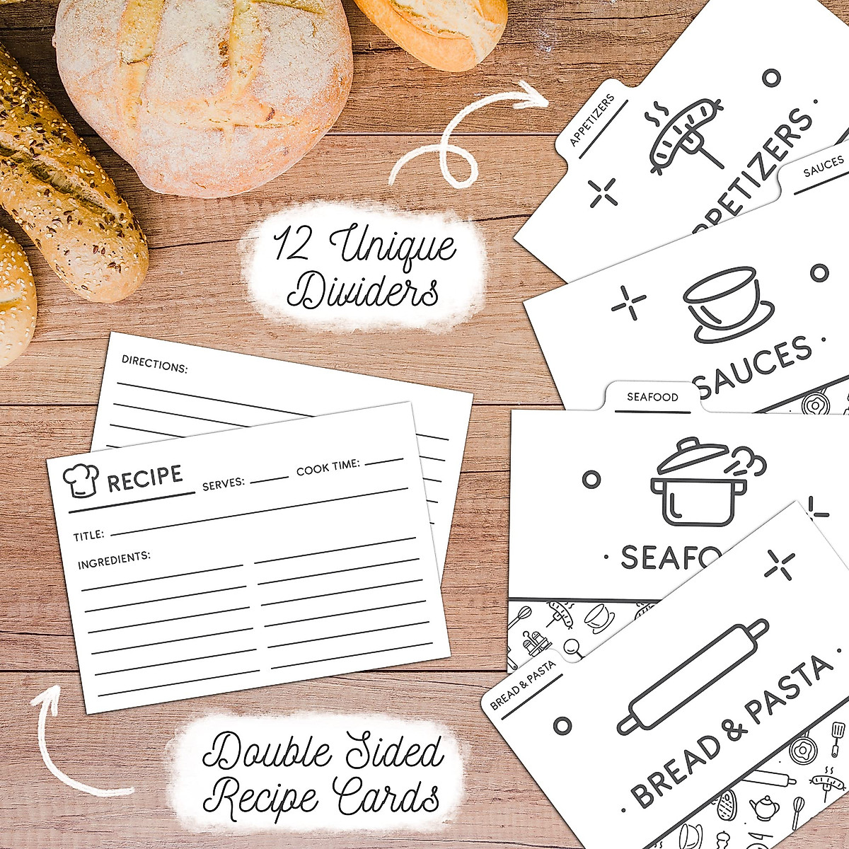 Kitchen Storage Accessories recipe box | recipe box with cards | decorative tin box | recipe box includes 24 cards and 12 dividers | gift box | recipe card box