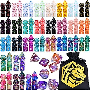 Amiven RPG Dice Sets 30 X 7-Die DND Polyhedral Dice (210pcs) with a Large Drawstring Bag for Dungeons and Dragons Tabletop Role Playing Games