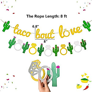 JeVenis Set of 2 Taco Bout Love Banner Taco Party Decoration Taco Banner Fiesta Decor for Fiesta Engagement Party Bachelorette Party or Wedding Shower Banner