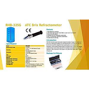 RHB-32SG ATC Beer 0-32% Brix WortSG:1.000-1.130 Optical Refractometer Beer Wort and Wine Refractometer