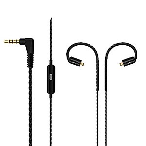 PALOVUE 3.5mm Audio Replacement Earbuds Cable Upgraded with CTIA, MMCX Earphone Cable with Mic, 180 Core 7N Tinsel Silver Copper Extension Wire Cable with Android/iOS