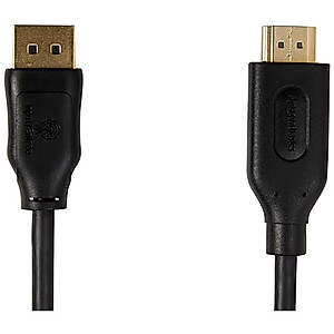 Amazon Basics DisplayPort to HDMI Display Cable, Uni-Directional, 4k@30Hz, 1920x1200, 1080p, Gold-Plated Plugs, 10 Foot, Black