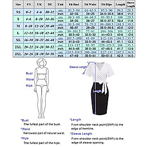 Wedding Guest Dress for Women Vintage Short Sleeve Slim Fit Belted V Neck Wrap Dresses Pink Black L