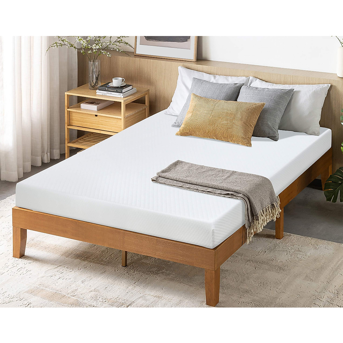 5/6/8/10/12 inch Full Size Mattress with Cover, Green Tea Cooling Gel Memory Foam Mattress for a Cool Sleep & Pressure Relief, Medium Firm Base Foam Mattresses, Bed in a Box, CertiPUR-US Certified