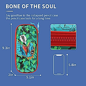 3D Cartoon Cute Pencil Case Pencil Bag Medium Portable Multifunctional Pencil Bag with Compartment boys and girls Children Teens (Green Tyrannosaurus) (023)
