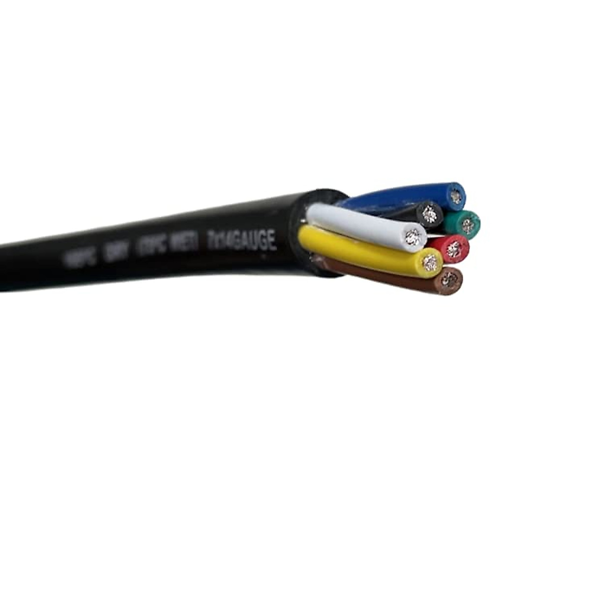 12vMax Electronics 14 Gauge 7 Way Conductor Extension RV Trailer Wire Cable Wiring Insulated 50 Feet 14/7