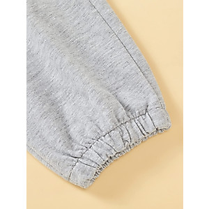 Floerns Girls 3 Pcs Letter Graphic Print Elastic Waist Sweatpants Jogger Pants Black Grey 11-12 Years