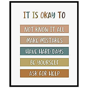 Boho Classroom Decor It Is Okay To Be Yourself Classroom Wall Decor Teacher Gift Child Art Playroom Decor Classroom Quotes - UNFRAMED (8X10 INCH)