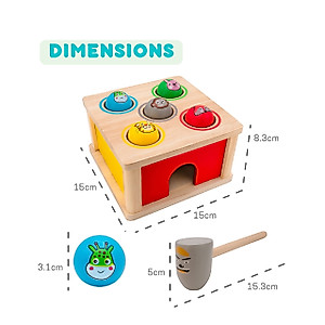 Wooden Pound and Tap Bench Baby's First Workbench - Great Birthday Gift - Wooden Toddlers Musical Pounding and Hammer Educational Toy - Simple Baby Toys (Multicolor) (Animal Multicolor)