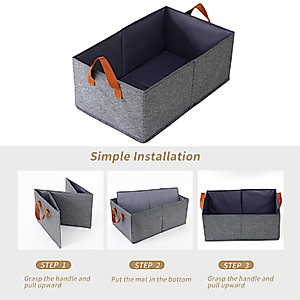 RICHERI Pack of 3 Clothing Storage Bins for Closet with Handles, Foldabl Fabric Foldable Storage Baskets Cloth Box, Fabric Containers Boxes for Organizing Shelves Bedroom, Gray, Large (gray)