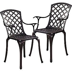 Withniture Aluminum Patio Chairs Set of 2, All Weather Outdoor Dining Chairs with Arms,Patio Dining Chairs,Patio Seating Outdoor Chairs,for Balcony, Backyard, Garden, Bronze