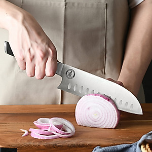 Kitory 8 Inch Chef Knife MTD06 + 7 inch Santoku Knife MTD05 - Forged German High Carbon Steel - Ergonomic Pakkawood Handle-Gift Box - Metadrop Series