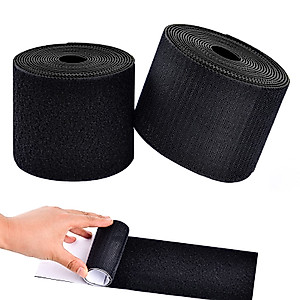 Nurkul 4 Inch x 18 Feet Black Hook and Loop Tape with Adhesive, Nylon Heavy Duty Hook and Loop Tape Strips, Non Slip Rug Grippers, Wall Adhesive Strips, Keep Couch Cushions from Sliding - Black