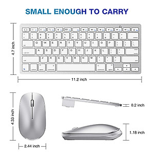 OMOTON Bluetooth Keyboard and Mouse for iPad (10th/ 9th/ 8th), Wireless Keyboard and Mouse Compatible with iPad Pro 12.9/11 inch,iPad Air 5th/ 4th, and Other Bluetooth Enabled Devices, Silver White