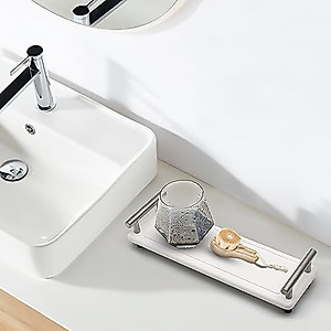 Water Absorbing Stone Tray for Sink, Diatomaceous Earth Fast Drying Stone Sink Caddy Tray for Bathroom Kitchen -White