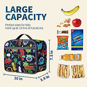Lunch Bag Kid,Dinosaur Lunch Box For Kids Boys Insulated Lunch Bag For Toddler,Reusable Lunch Bag With Waterproof Liner,Soft Lining Keeps Food Fresh In School Lunchboxes，Small Portable Lunch Bag