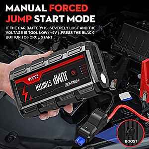 FEIKFEIZ Car Jump Starter, 2500A Peak 22800mAh 12V Car Battery Starter(Up to All Gas, 8.0L Diesel Engine), with USB Quick Charge 3.0,LED Light.