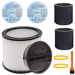 Replacement Filter Compatible with Shop Vac 90304 90333 90350 90107 and 90585 Foam Sleeve, Vf2002 Wet/Dry Vacuum Filters with Retaining Band, Fits Most Wet/Dry Vacuum Cleaners 5 Gallon and Above, 9PCS