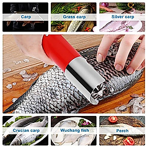 Electric Fish Scaler Remover 2600mAh Cordless Fish Scale Scraper Cleaner with Extra Cutter Head (Red)