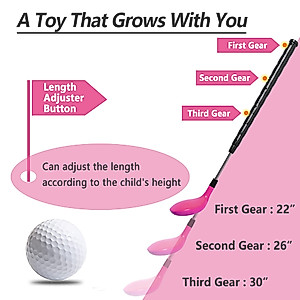 iPlay, iLearn Golf Toys Set for 3 4 Year Olds Girl, Toddler Outdoor Sport Gift, Kids Pink Outside Playset W/Left Right Club Head 15 Balls Unicorn Sticker, Active Birthday Gifts for Age 5 6 7 8 Child