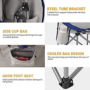 KingCamp Oversize Padded Moon Saucer Leisure Cooler Bag and Cup Holder, Portable Heavy Duty Folding Chair for Outdoor Camping, Picnic, Fishing, Lawn, Black/MediumGrey, ONE Size