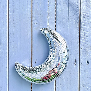 Valentines-Day Gift Disco Ball Moon-Shaped - Disco Balls Decor for Party,Room,Home,Bar,Hanging Disco Decor Retro-Reflective Disco Ball Lights Funky Home Decor(8 inch)
