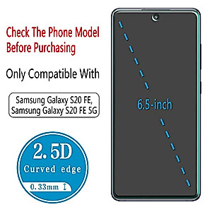 HPTech (2 Pack) Designed for Samsung Galaxy S20 FE, Galaxy S20 FE 5G, Galaxy S20 FE 5G UW Tempered Glass Screen Protector, 9H Hardness, Support Fingerprint Reader, Case Friendly